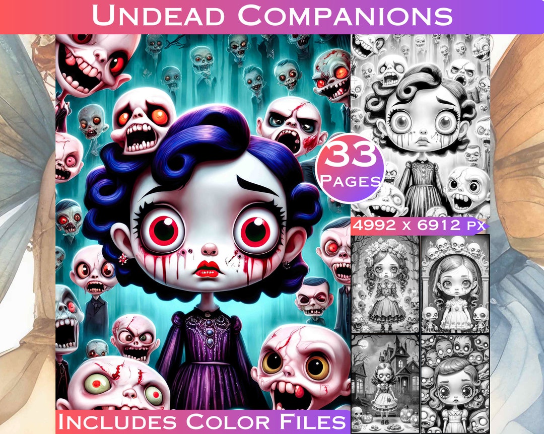 33 Undead Companion Zombie Dolls Grey Scale Digital Colouring - Etsy