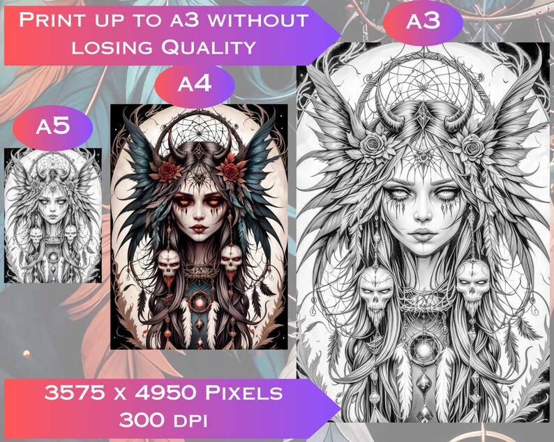 Gothic Sprite Coloring Book: 49 Printable Grayscale Pages (commercial ...