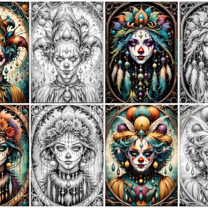 The Court Jester Set 4/4 44 Jesters Colouring Pages Grey Scale + Colour ...