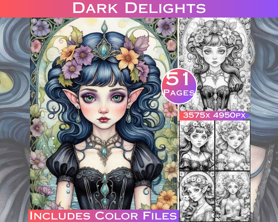 Gothic Fantasy Grayscale Coloring Book: 51 Printable Pages (commercial ...