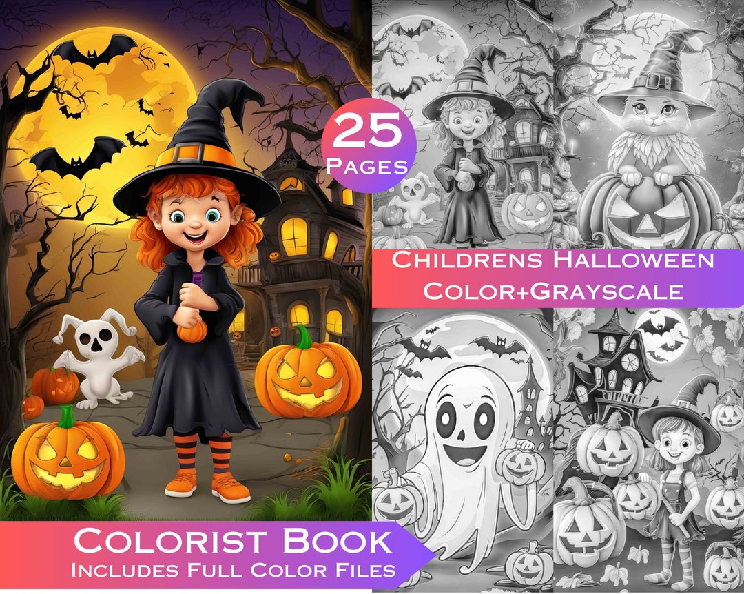 25 Page Childrens Creepy Halloween Coloring Book 1 Print at - Etsy
