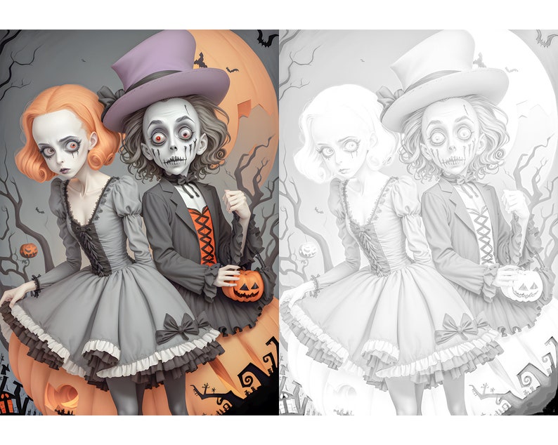 30 Tim Burton Witches Coloring Pages. Full Color Plus - Etsy