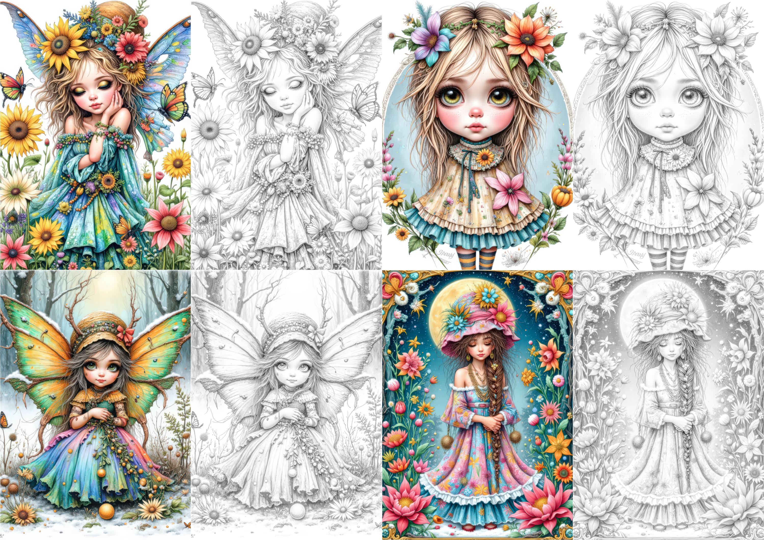 Colourful Fantasy Flower Fairy Coloring Book for Adults PDF Download - Etsy