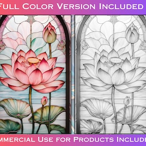 Floral Stained Glass Coloring Page: 38 Grayscale Flower Designs ...