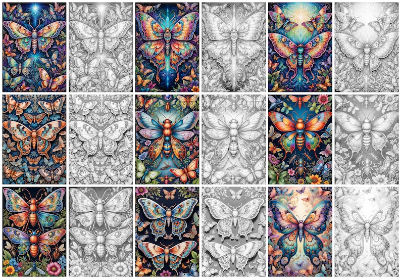 Mystical Butterflies Grayscale Coloring Book: 44 Fantasy Pages ...