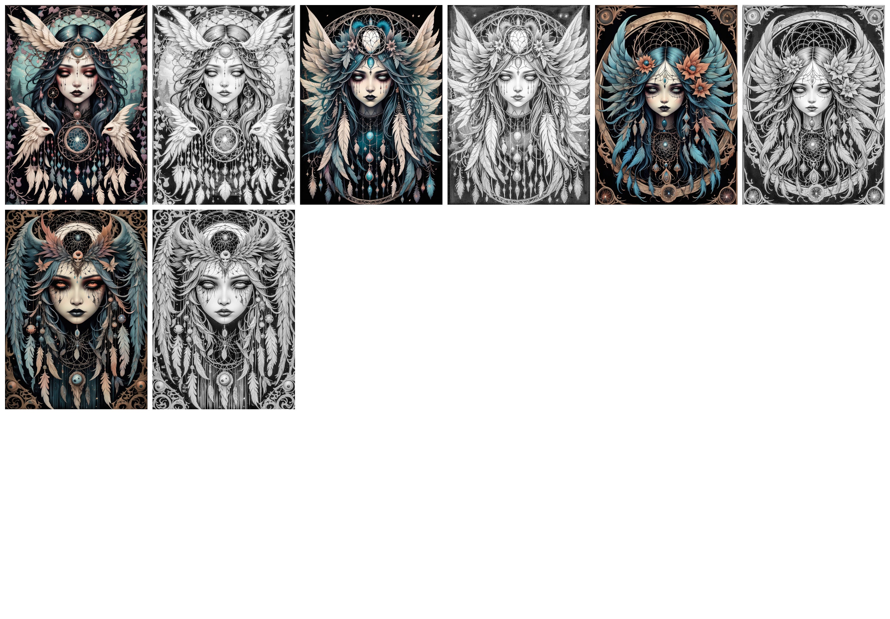 Gothic Sprite Coloring Book: 49 Printable Grayscale Pages (commercial ...