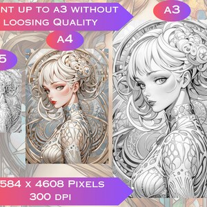 35 Vintage Styled Posters Grey Scale Digital Colouring Pages for Adults ...