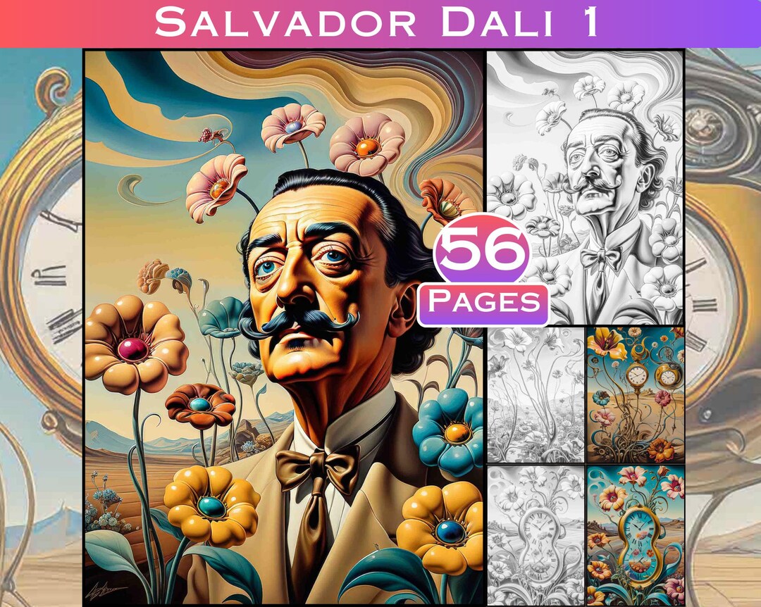 Grayscale Coloring Pages: Enchanting Salvador Dali Inspired Artwork for ...