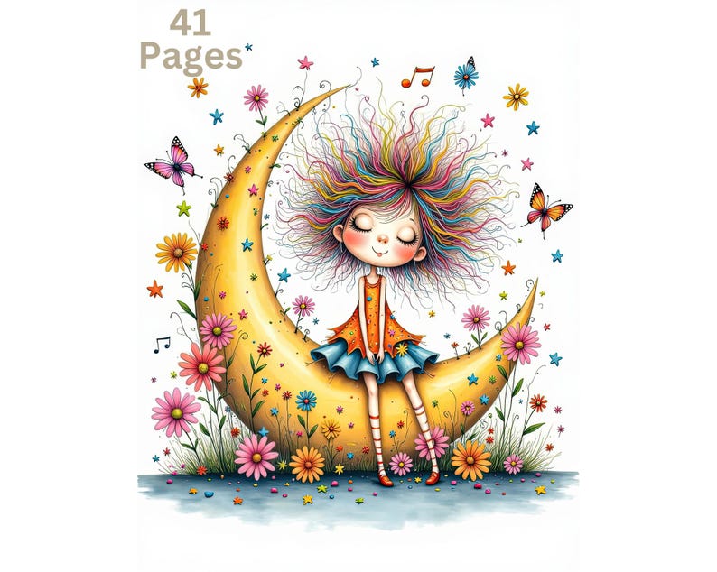 Moon Fairy Grayscale Coloring Book: Fantasy Art for Adults (digital ...