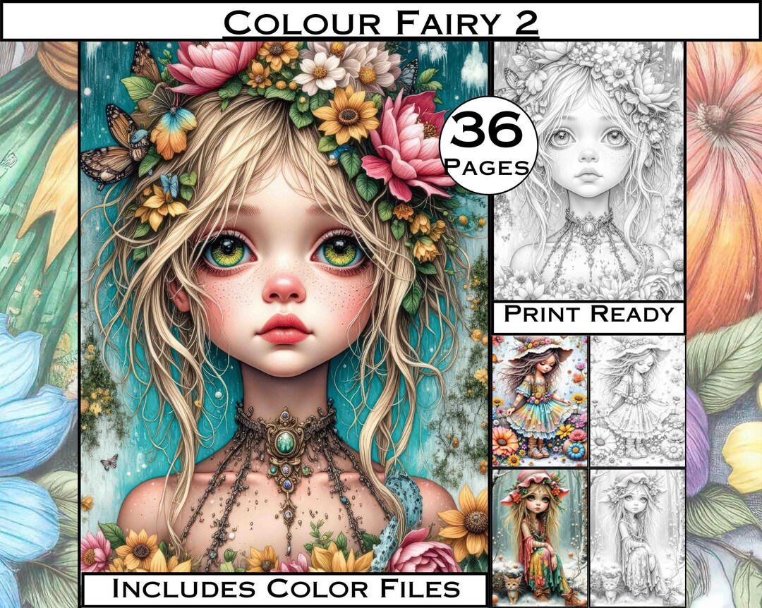 Whimsical Fantasy Fairy Coloring Book 2 of 6 Books, 36 Pages Each - Etsy