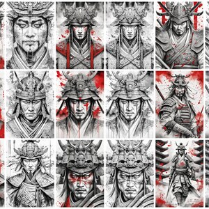 40 Samurai Warrior Grayscale Coloring Book Full Color Files Included ...