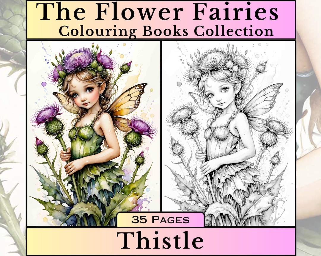 The Thistle Flower Fairy Coloring Book. Adult Grayscale Coloring Book ...