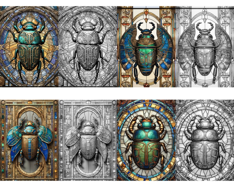 31 Sacred Scarabs Grayscale Coloring Book for Adult - Etsy