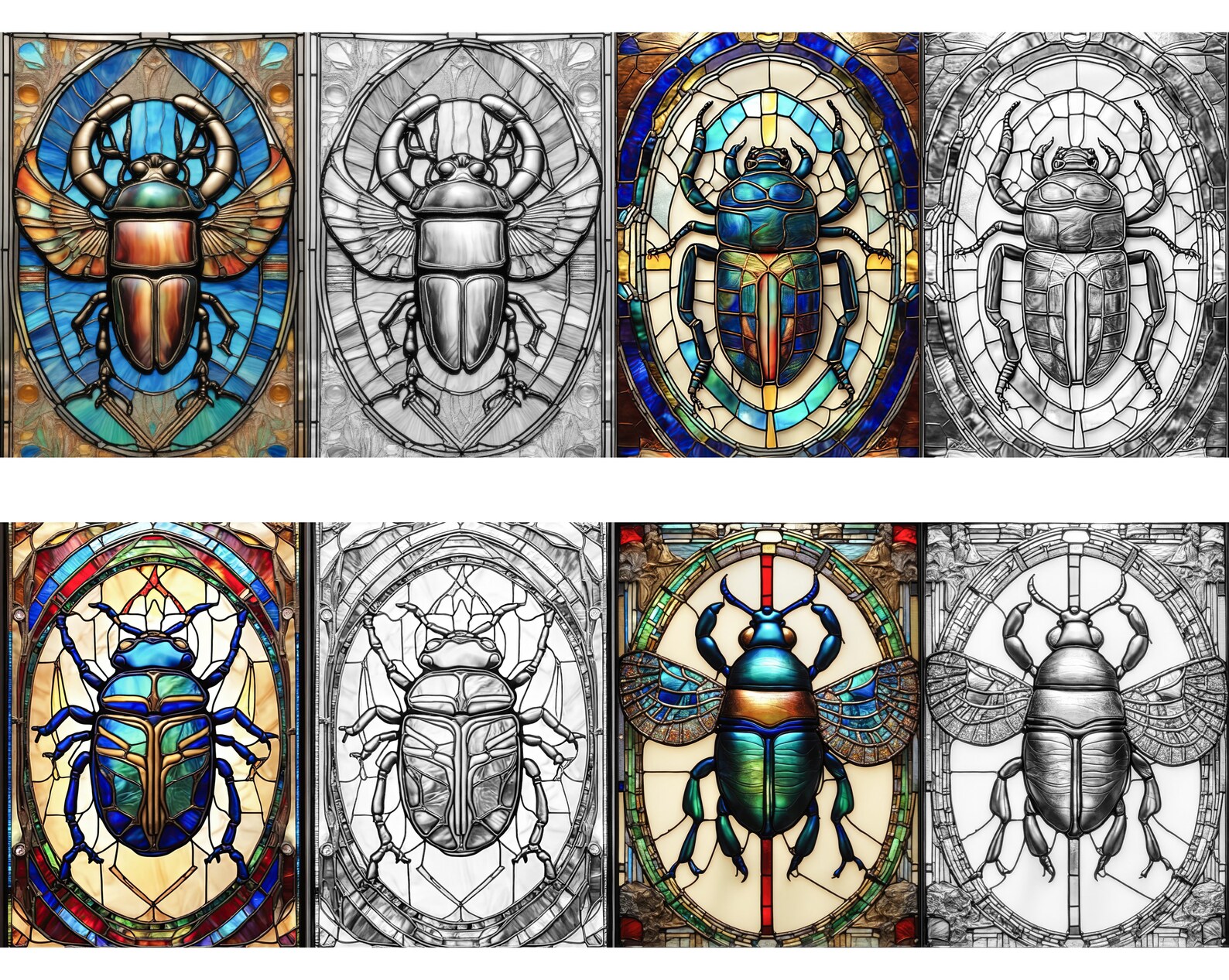 31 Sacred Scarabs Grayscale Coloring Book for Adult - Etsy