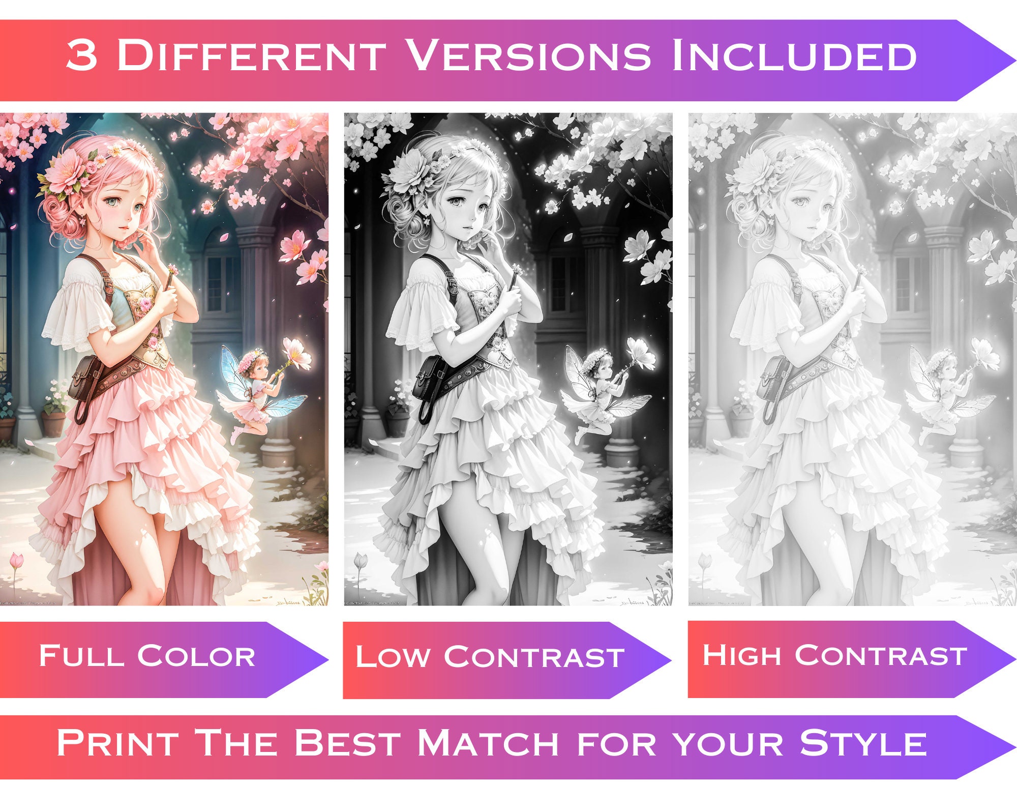 77 Beautiful Fairies Grayscale Coloring Pages Adult Coloring - Etsy
