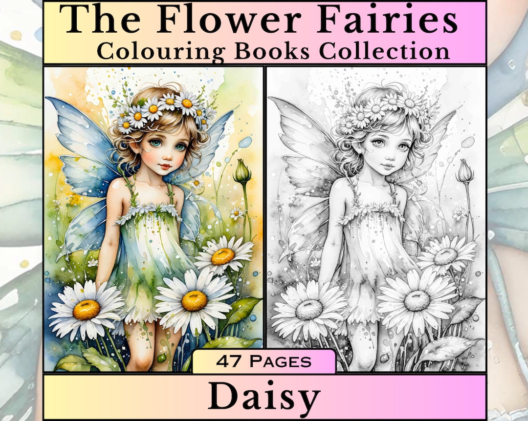 The Daisy Flower Fairy Coloring Book. Adult Grayscale Coloring Book of ...