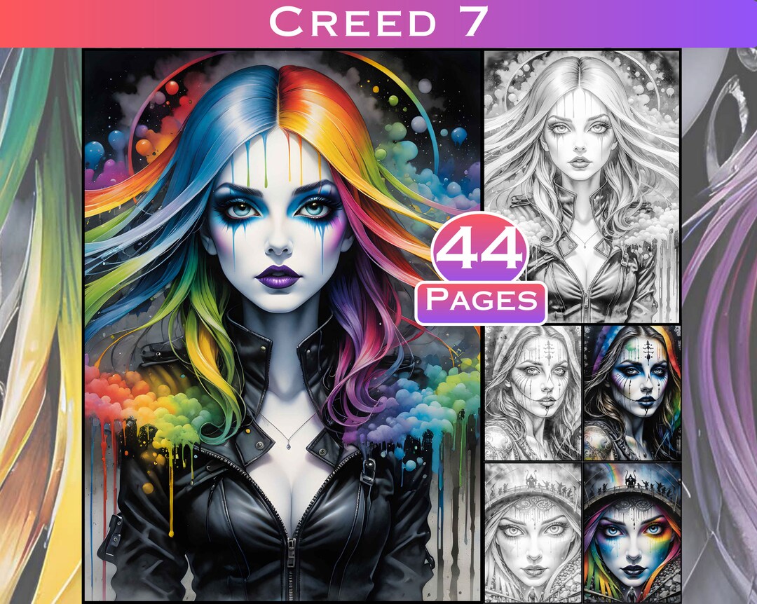Creed 7 Goth Gothic Beauties Coloring Book to Print at Home. Commercial ...