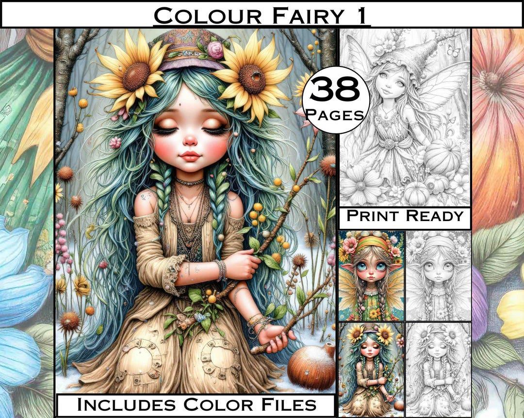 Whimsical Fantasy Fairy Coloring Book 1 of 6 Books, 38 Pages Each - Etsy