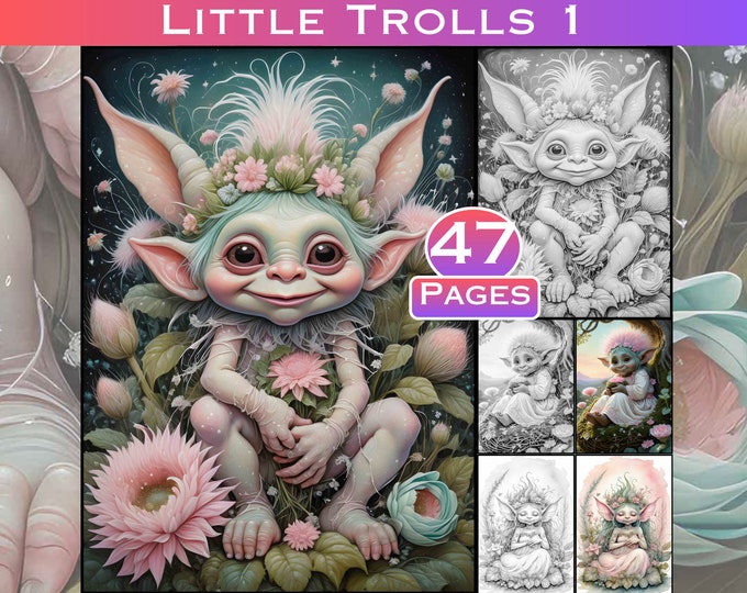 Troll Life Coloring Page for Adults Cute Little Trolls Coloring Book ...