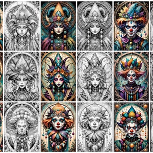 The Court Jester Set 1/4 45 Jesters Colouring Pages Grey Scale Colour ...