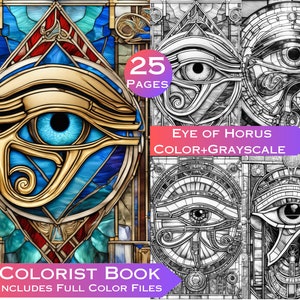 25 Eye of Horus Grayscale Coloring Book for Adult Relaxation. Egyptian ...