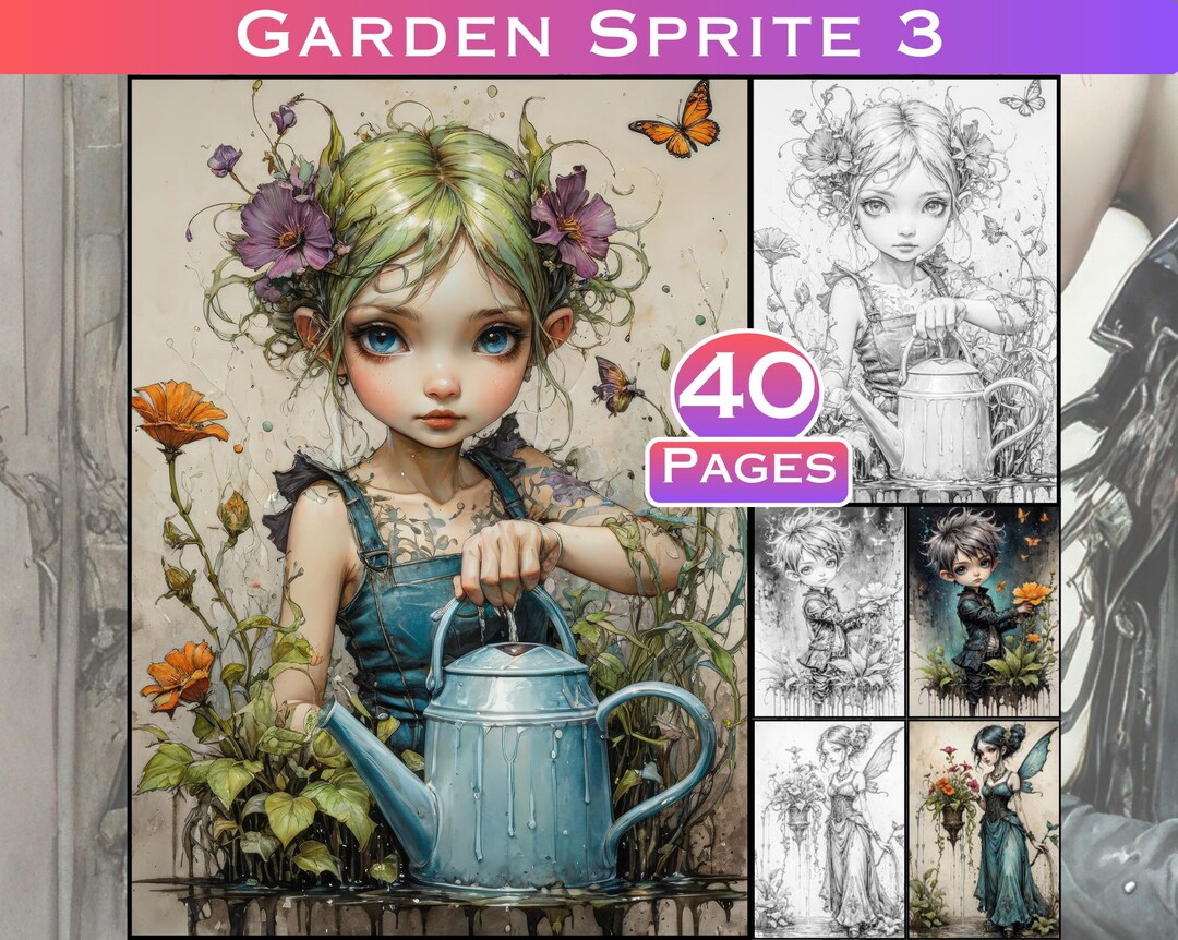 Gothic Fairy Grayscale Coloring Book: 40 Garden Sprite Pages (PDF) - Etsy