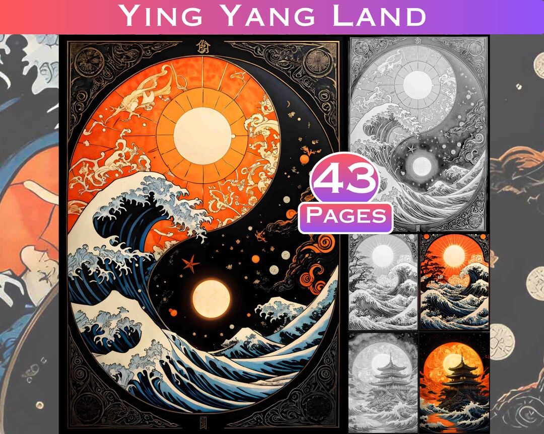 Ying Yang Surreal Grayscale Coloring Book Explore This Dali-esque ...