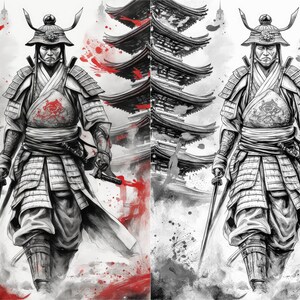 Samurai Warrior Grayscale Coloring Book: 40 Pages, Full Color Reference ...