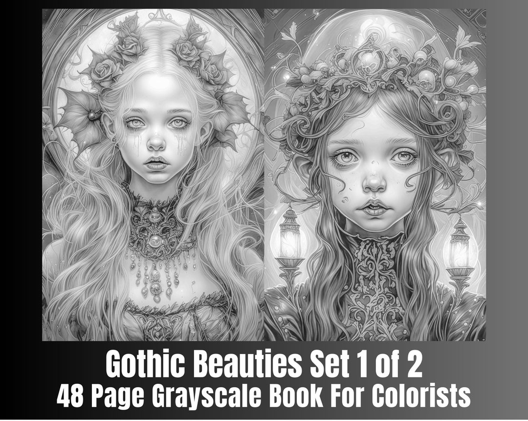 Gothic Beauties Set 1. 39 Page Coloring Book to Print at Home ...