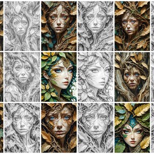 Tree Spirit Coloring Book Printable Grayscale Coloring Book Grayscale ...