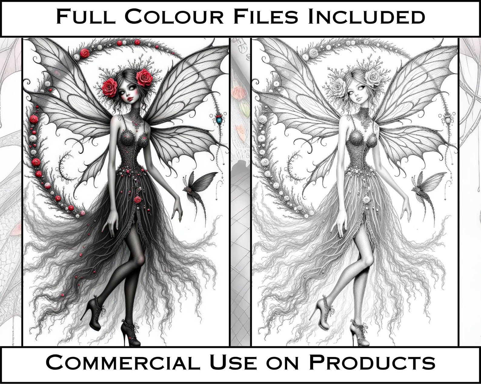 Sprite Fairies Grayscale Adult Coloring Book: 28 Relaxing Pages - Etsy