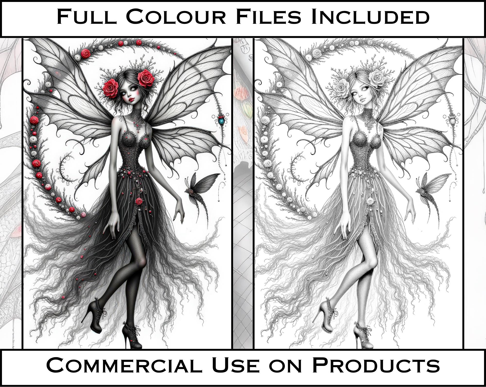 Sprite Fairies Grayscale Adult Coloring Book: 28 Relaxing Pages - Etsy