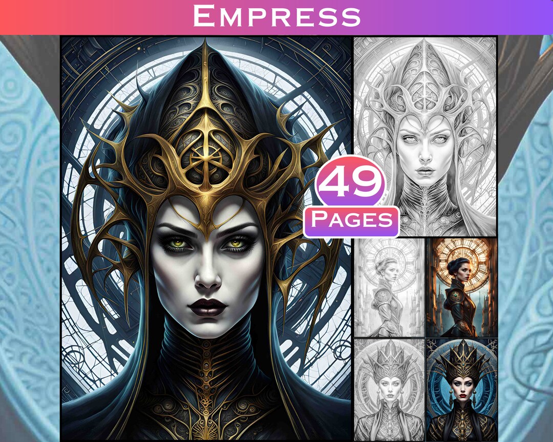 Empress Grayscale Coloring Book: 49 Dark Fantasy Pages (PDF Download ...