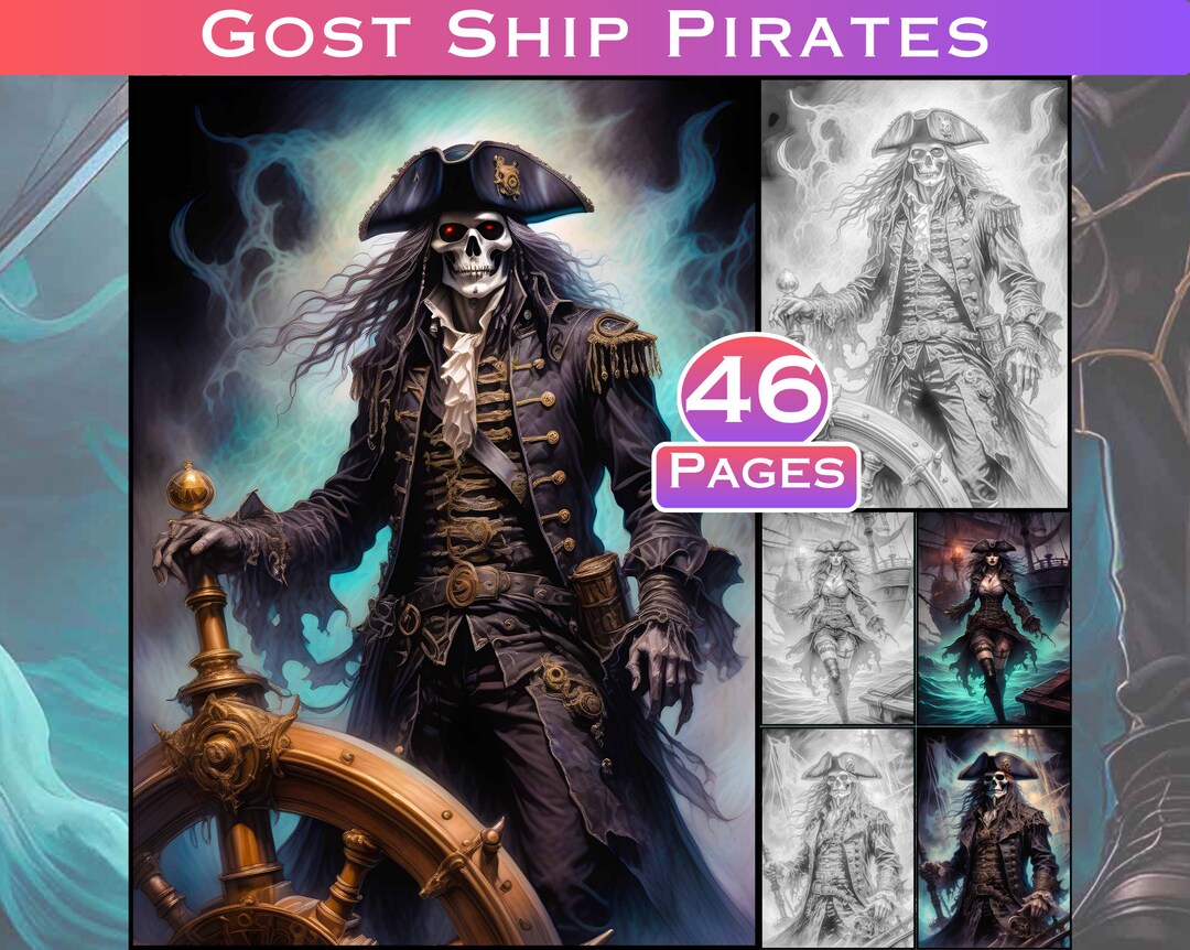 46 Pirate Ghost Ships Coloring Page, Adults + Kids- Instant Download ...