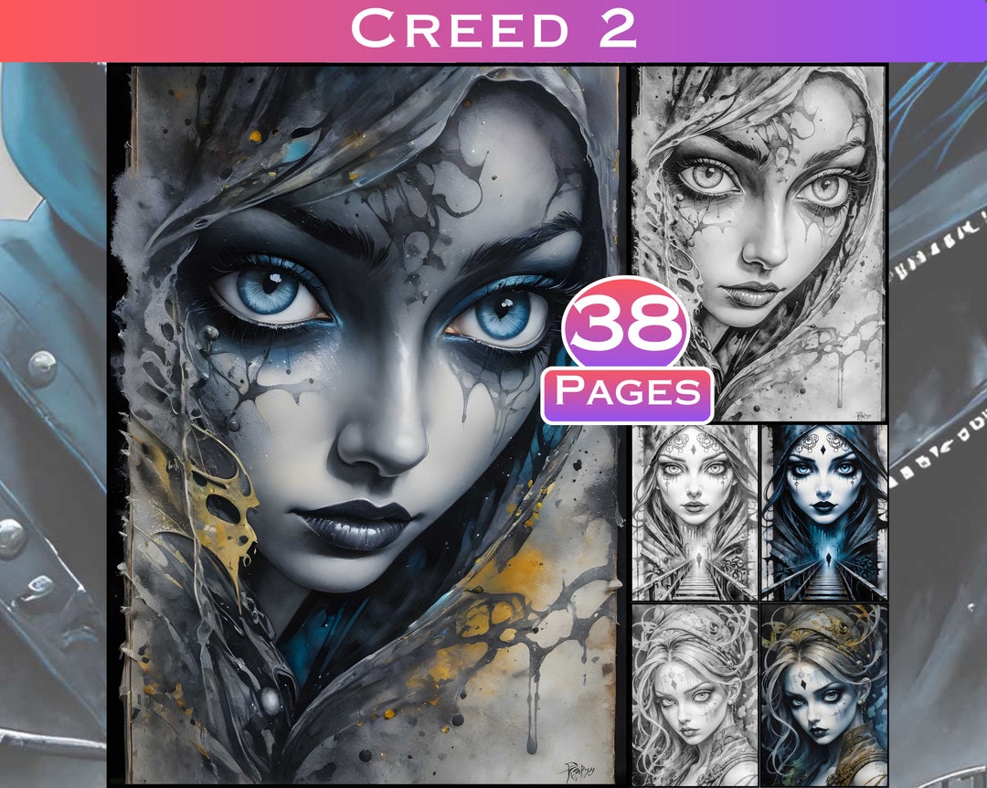Creed 2 Gothic Beauties Coloring Book: 38 Printable Pages (digital ...