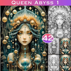 Queen Abyss 1 Deep Sea Queen Greyscale Colouring Book for Adult ...