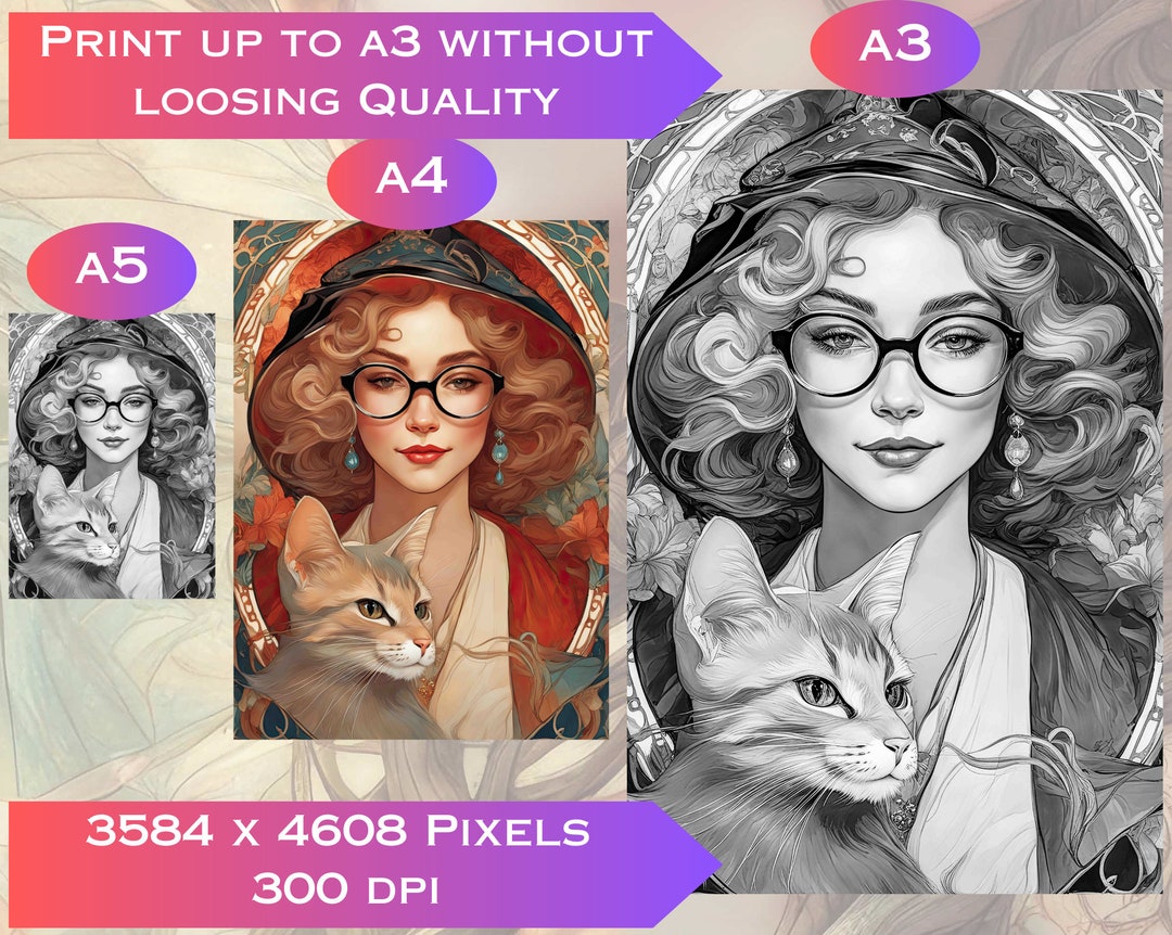24 Vintage Styled Posters Grey Scale Digital Colouring Pages for Adults ...