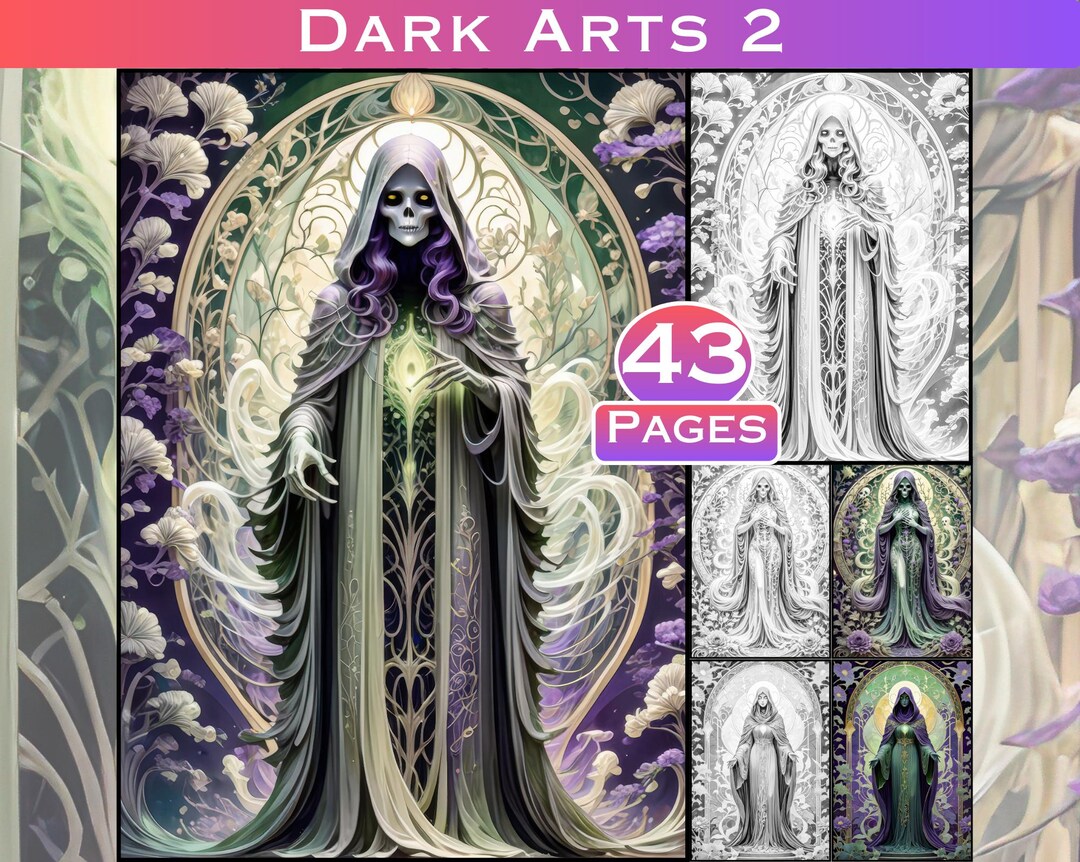 Gothic Grayscale Coloring Book: Dark Arts, Mysterious Entities (PDF ...