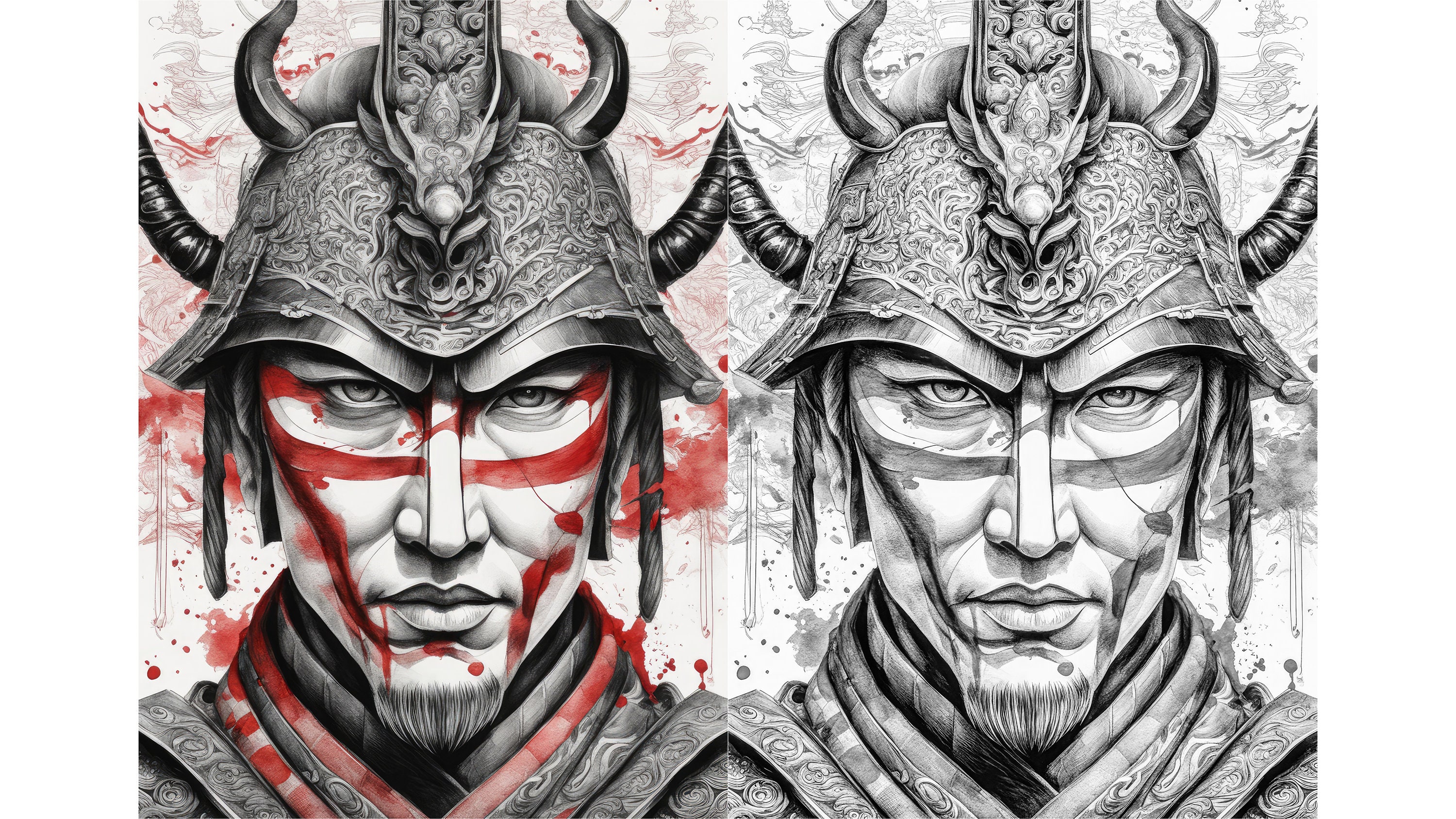 Samurai Warrior Grayscale Coloring Book: 40 Pages, Full Color Reference ...