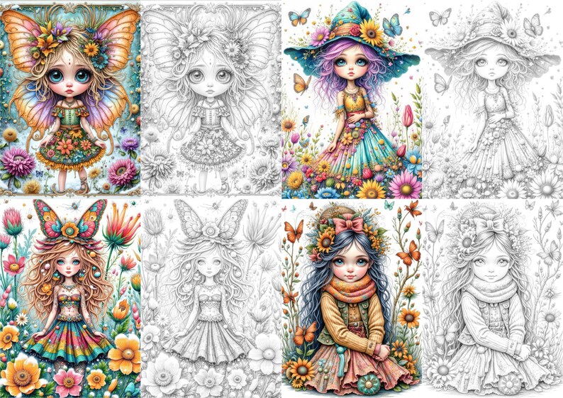 Colourful Fantasy Flower Fairy Coloring Book for Adults PDF Download - Etsy