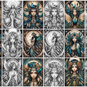 Peacock Sprite Fairy Set 1 Grayscale Coloring Fairy Coloring Book Adult ...