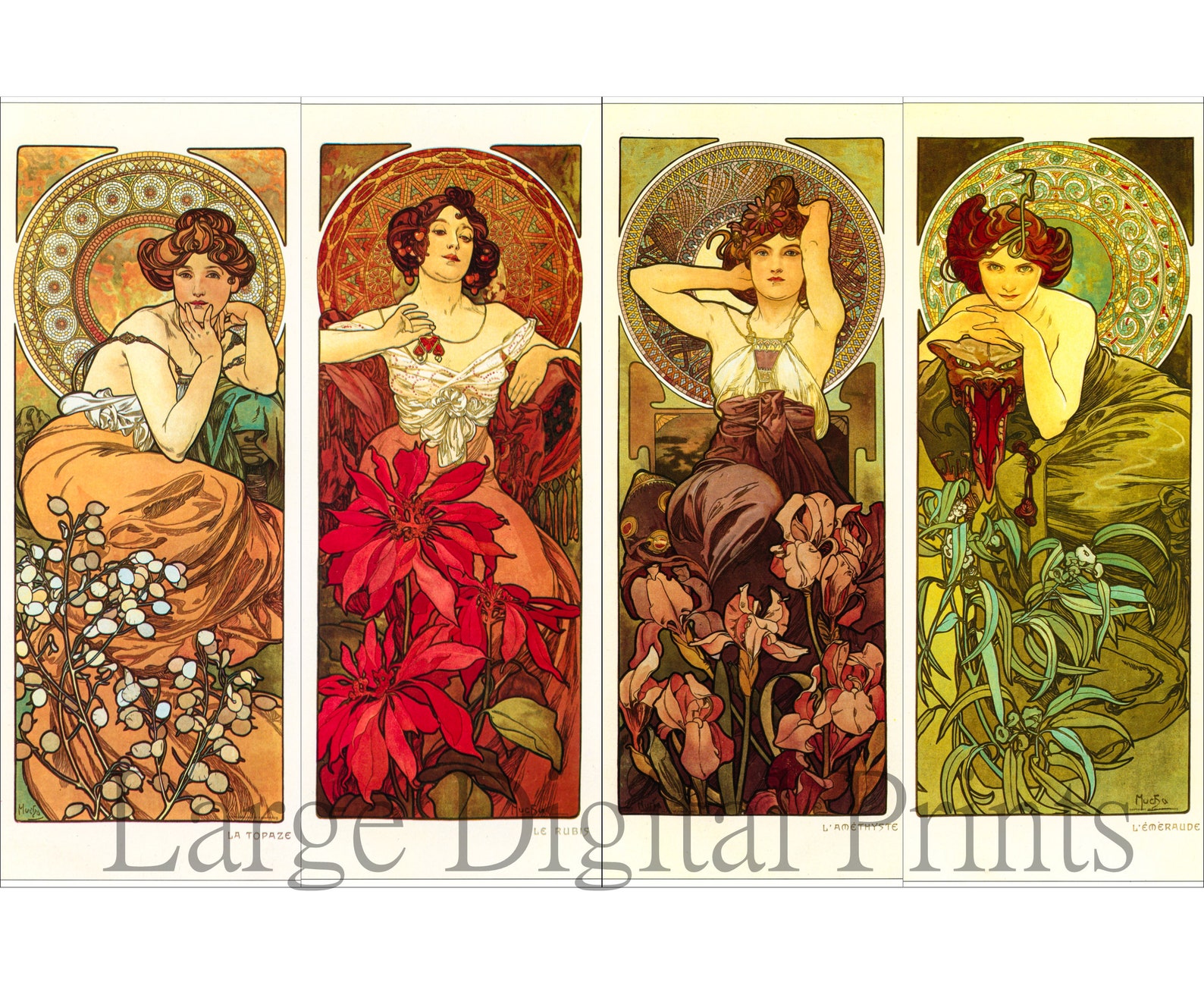 Alphonse Mucha Art Nouveau Mega Bundle: Precious Stones, Stars (digital ...