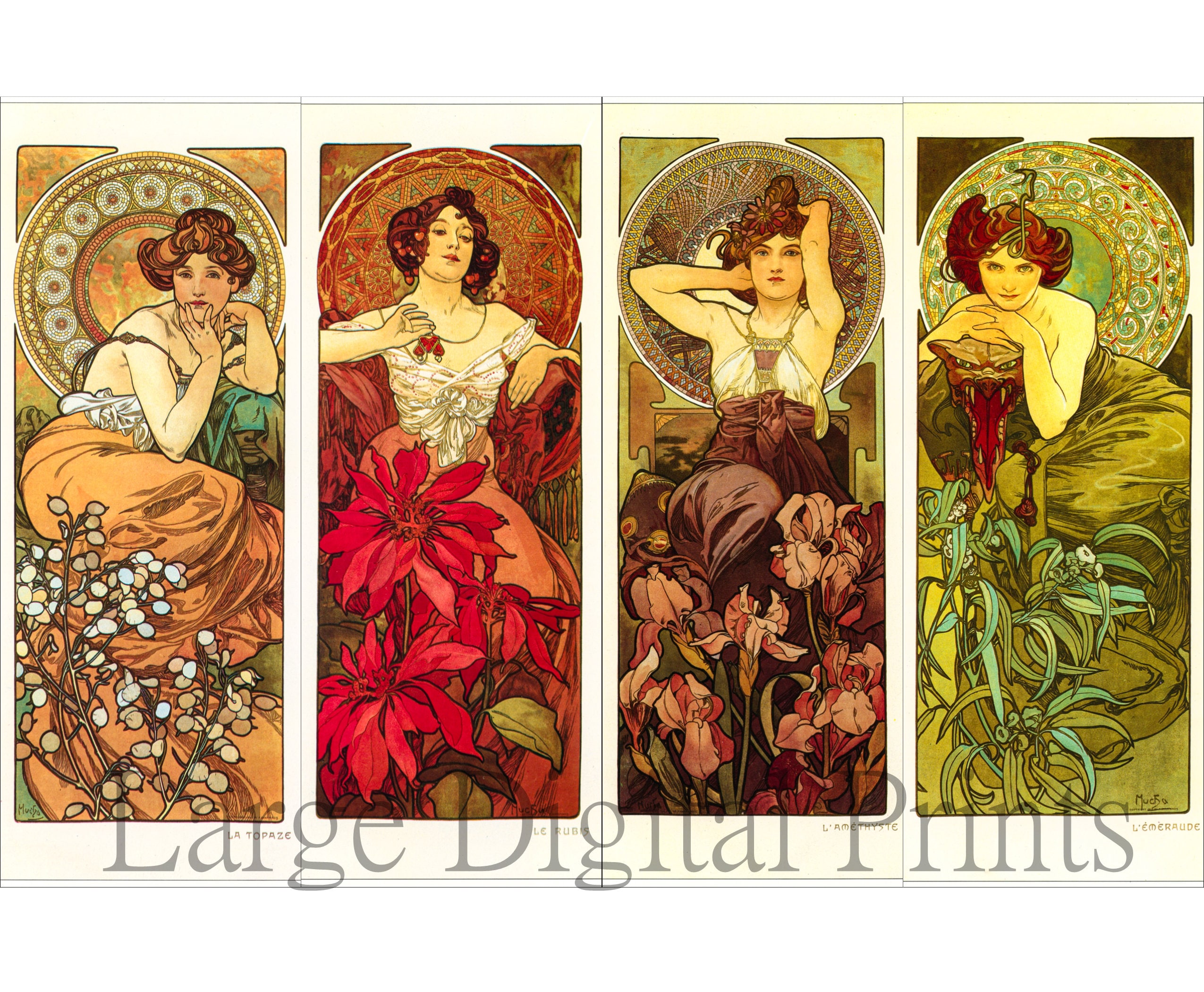 Alphonse Mucha Art Nouveau Mega Bundle: Precious Stones, Stars (digital ...