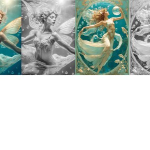22 Beautiful Fairies Dancing Underwater Grayscale Coloring Pages Adult ...