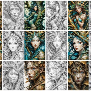 Tree Spirit Coloring Book Printable Grayscale Coloring Book Grayscale ...