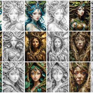 Tree Spirit 2 Coloring Book Printable Grayscale Coloring Book Grayscale ...