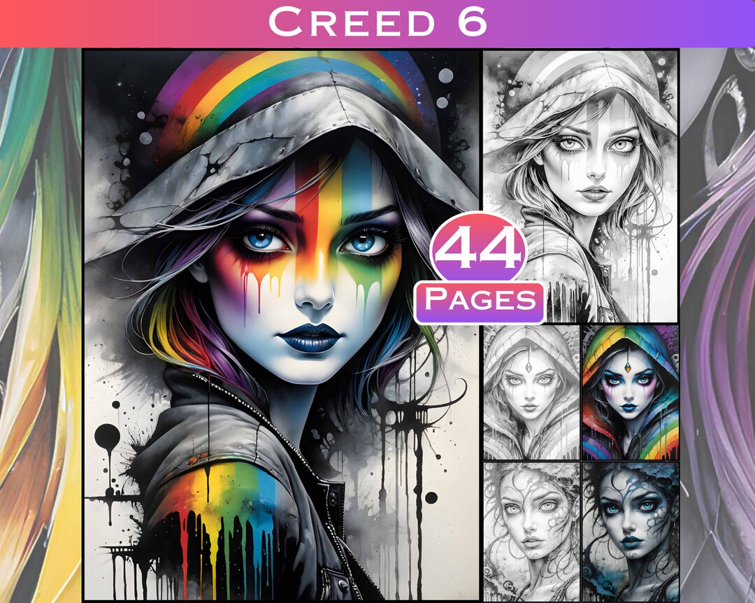 Creed 6 Goth Gothic Beauties Coloring Book to Print at Home. Commercial ...