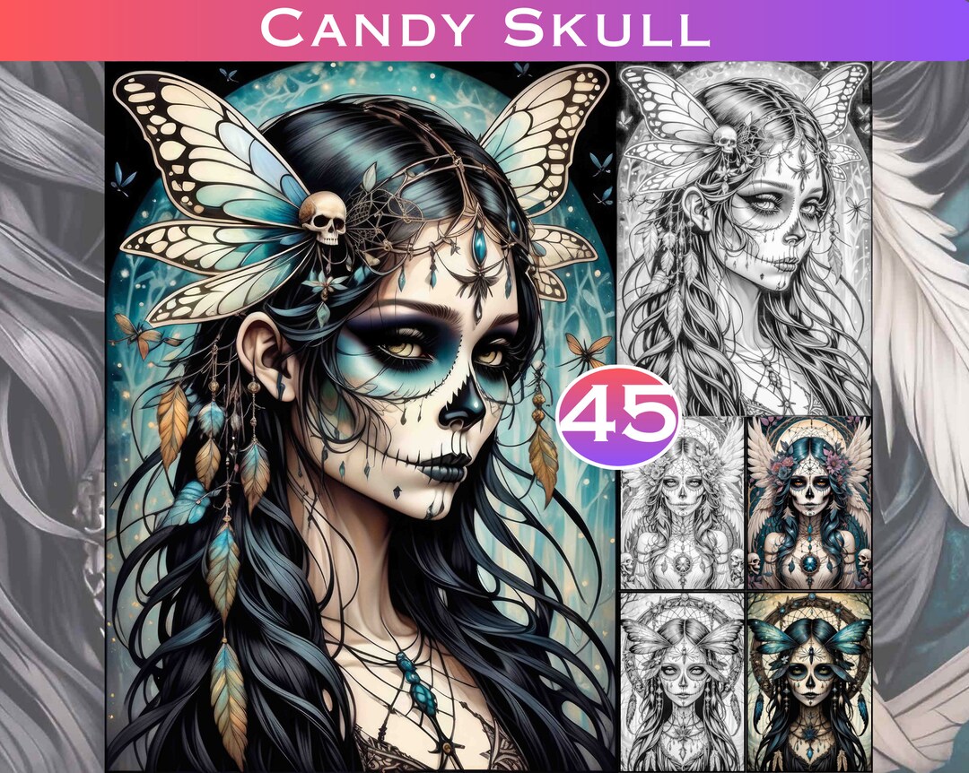 Candy Skull Sprite 45 Gothic Page Coloring Book to Print at Home ...