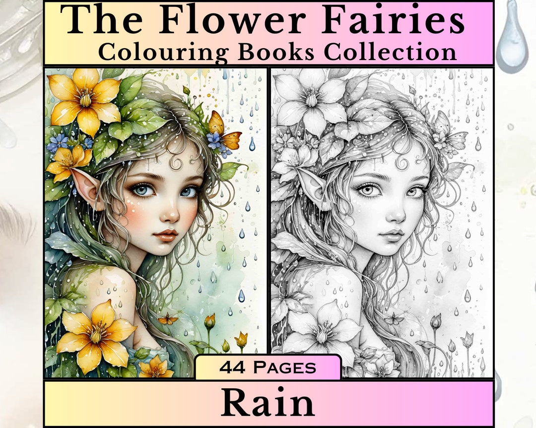 The Rain Flower Fairy Coloring Book. Adult Grayscale Coloring Book of ...