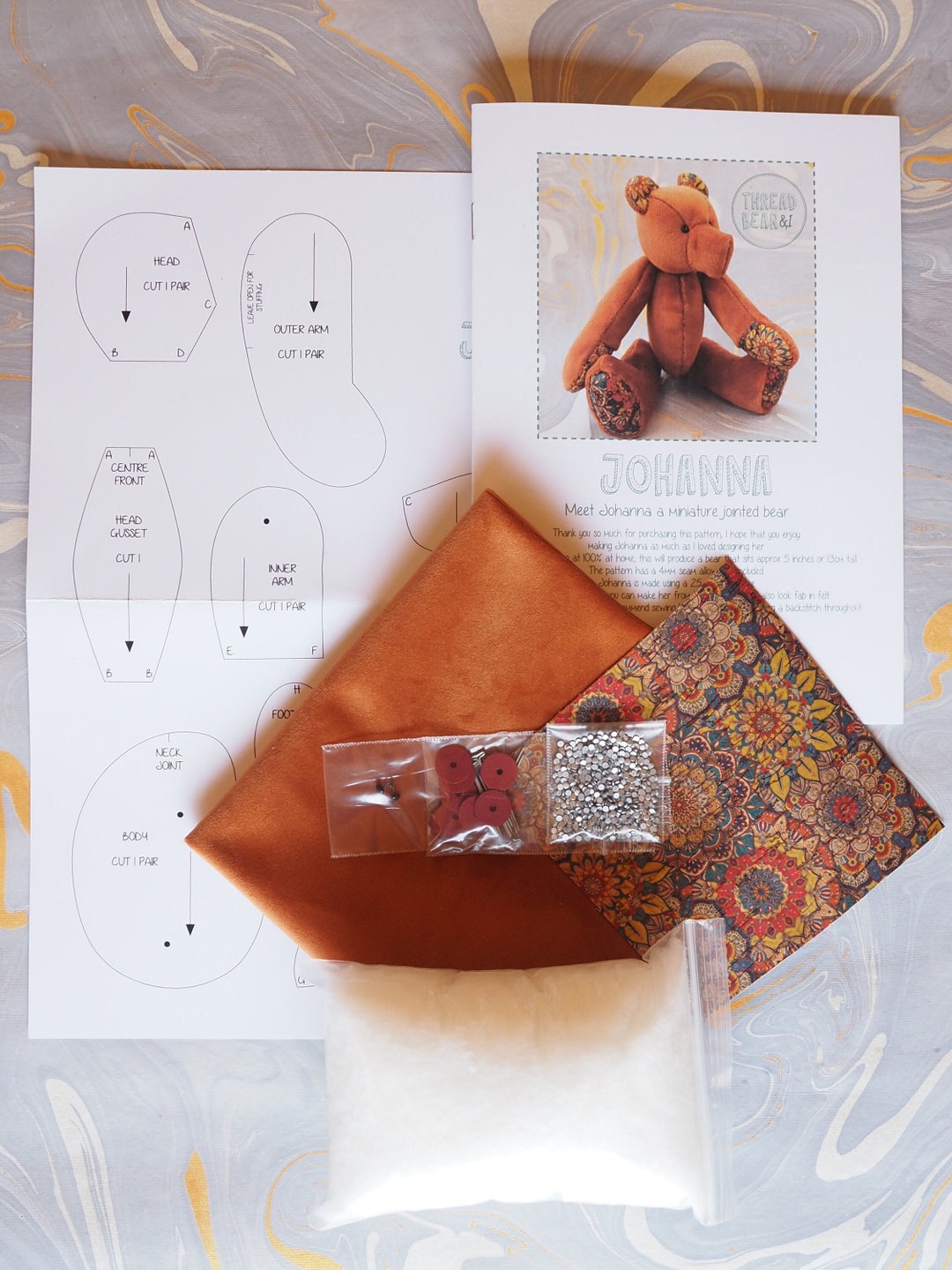 Johanna Miniature Bear Complete Sewing Kit - Etsy